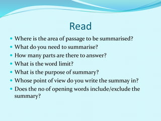 Summary writing | PPTX