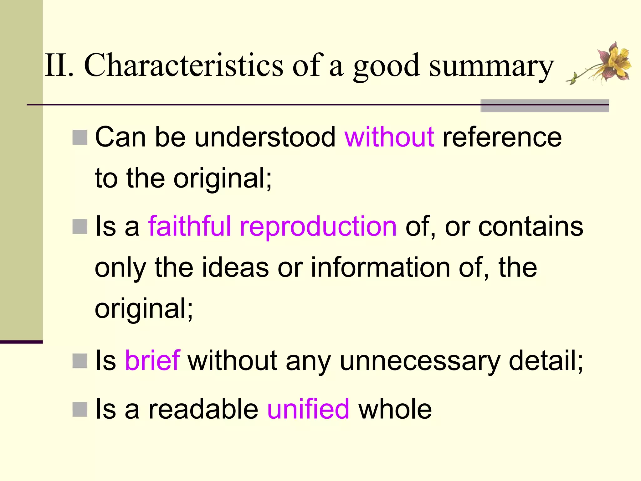 Summary Writing SlideSHare Presentation | PPTX