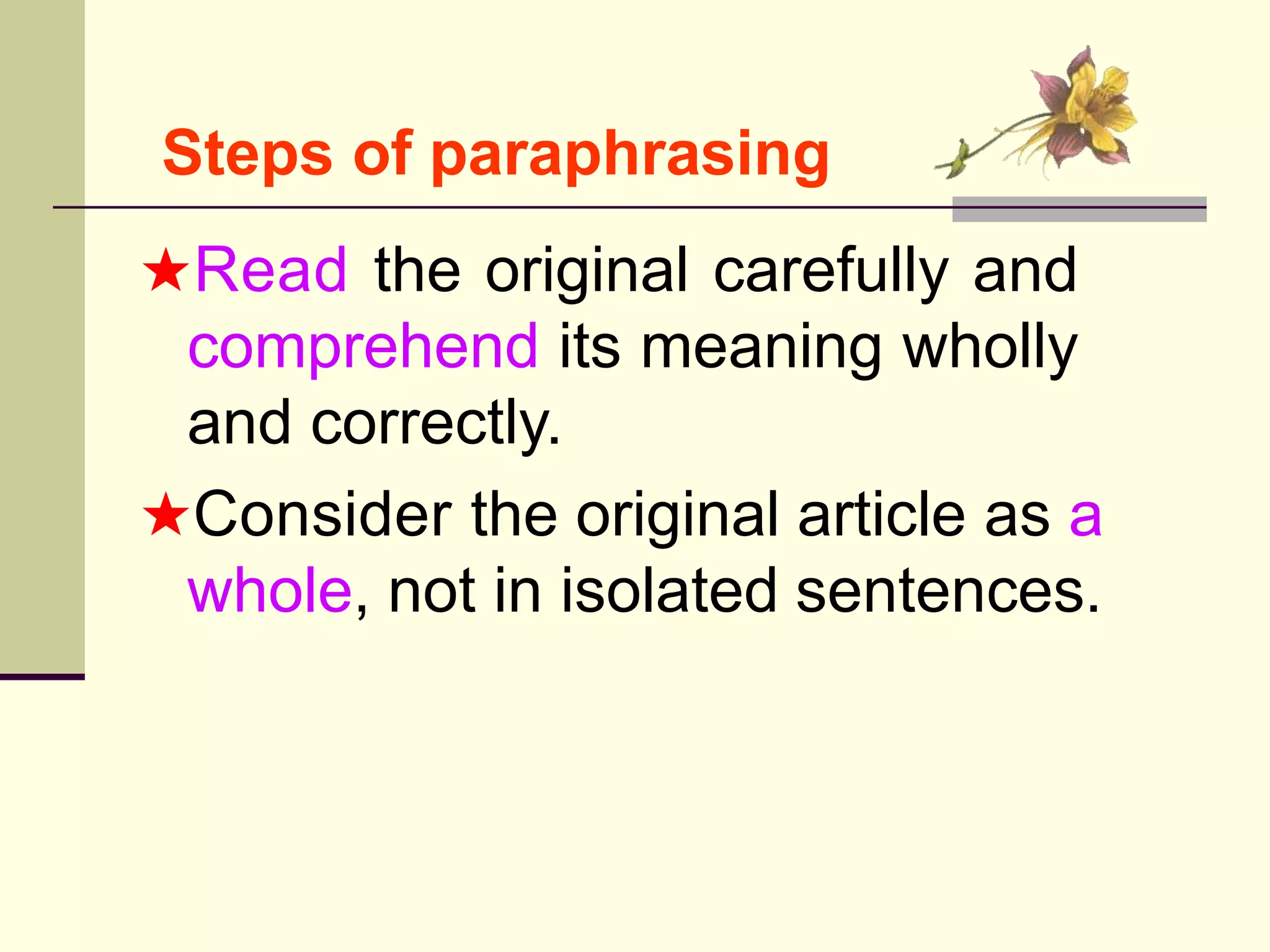 Summary Writing SlideSHare Presentation | PPTX