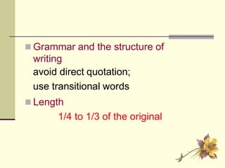 Summary Writing SlideSHare Presentation | PPTX