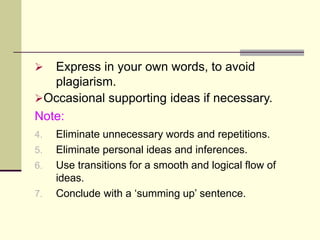 Summary Writing SlideSHare Presentation | PPTX