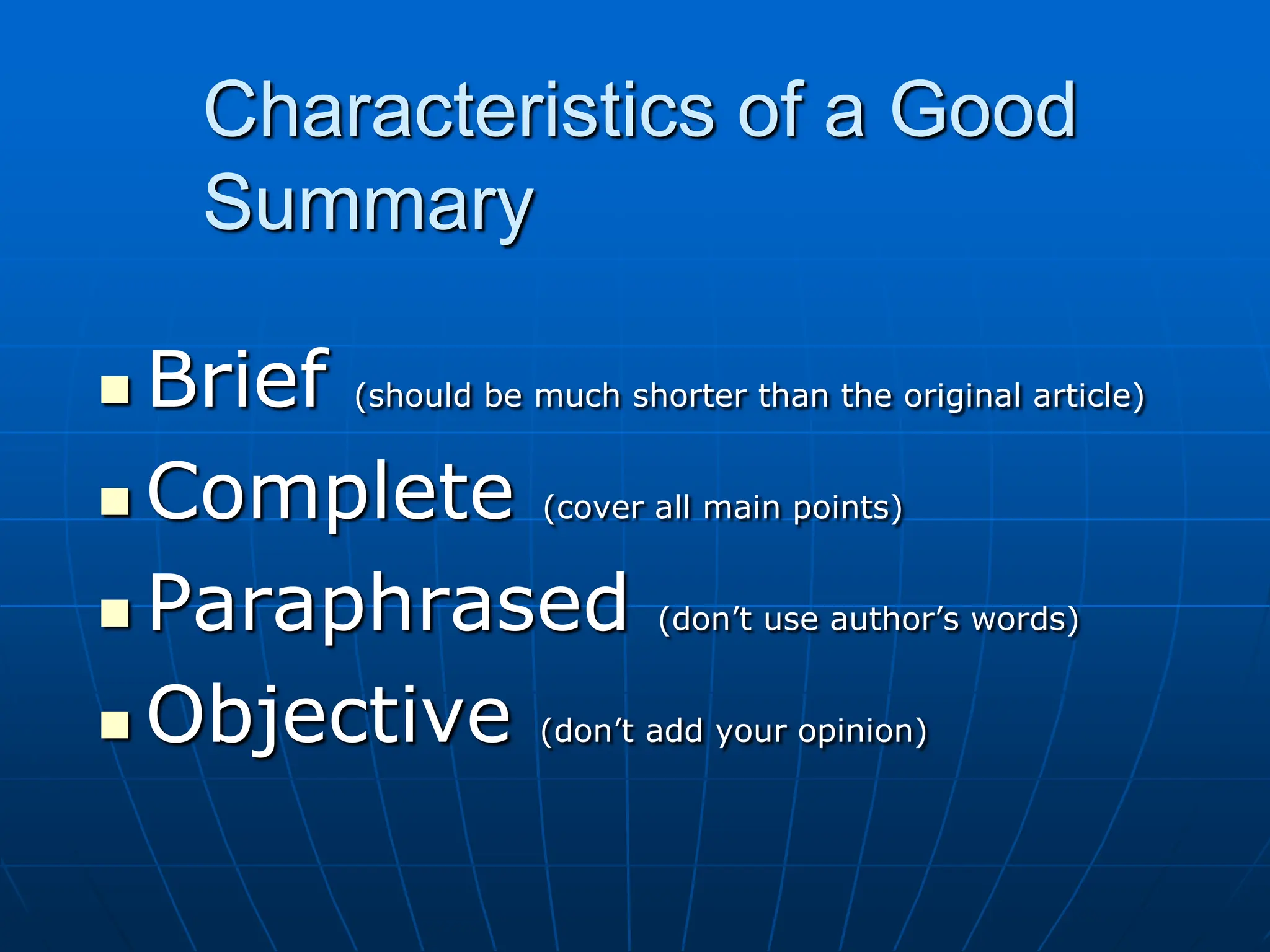 Summary Writing.ppt on ways to write summary essays | PPT