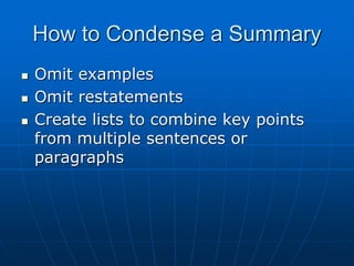 Summary Writing.ppt on ways to write summary essays | PPT