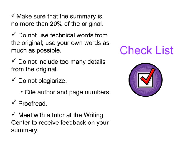 Summary Writing = What is a summary, steps | PPT