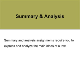 Summary Writing = What is a summary, steps | PPT