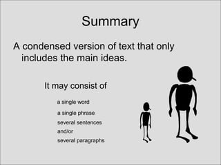Summary Writing = What is a summary, steps | PPT