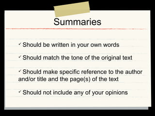 Summary Writing = What is a summary, steps | PPT