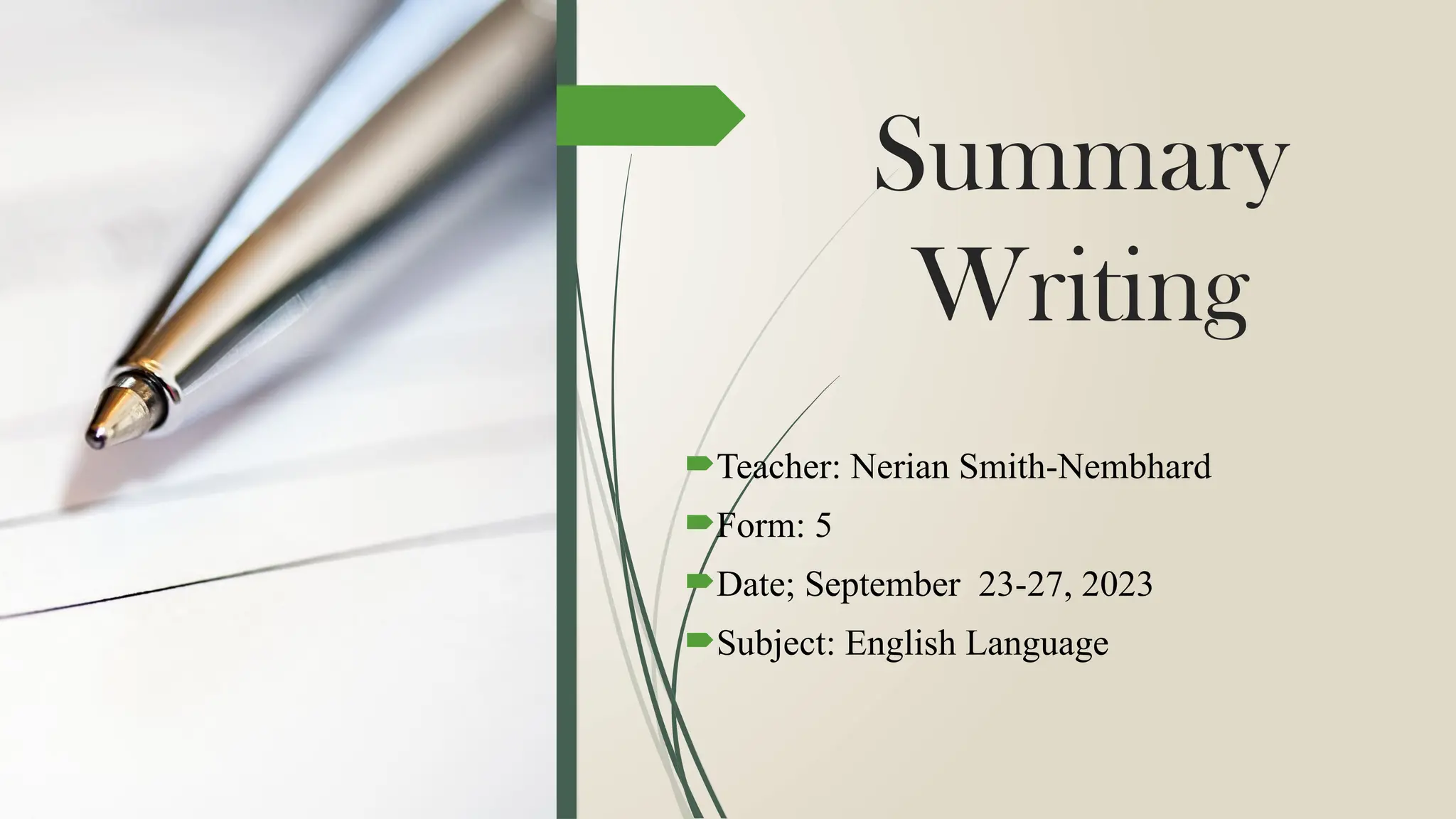 PowerPoint For Summary Writing for for grade eight to eleven | PPTX