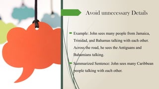 PowerPoint For Summary Writing for for grade eight to eleven | PPTX