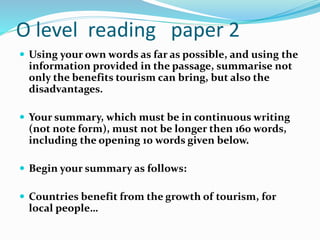 SUMMARY WRITING GCE O LEVEL | PPTX