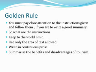 SUMMARY WRITING GCE O LEVEL | PPTX