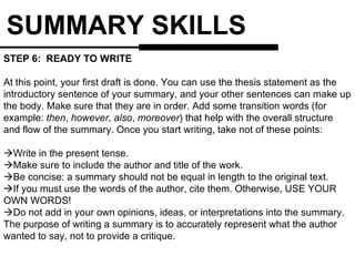 Summary Writing Example