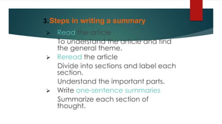 Summary writing tips and techniques | PPTX