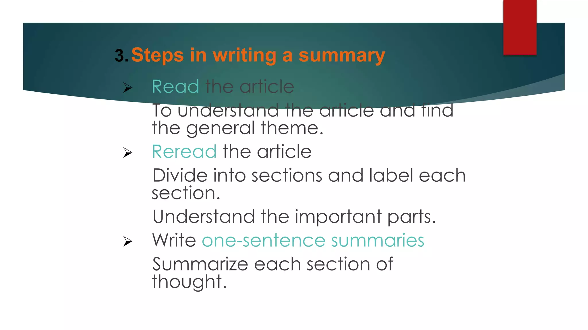 Summary writing tips and techniques | PPTX