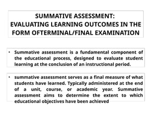 Summative Concept, Learning and teaching | PPT