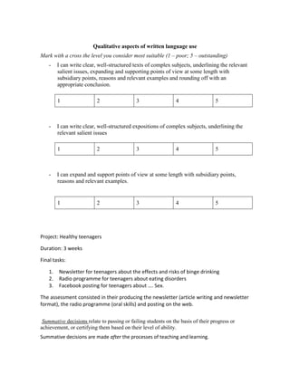 Summative assessment an example | PDF