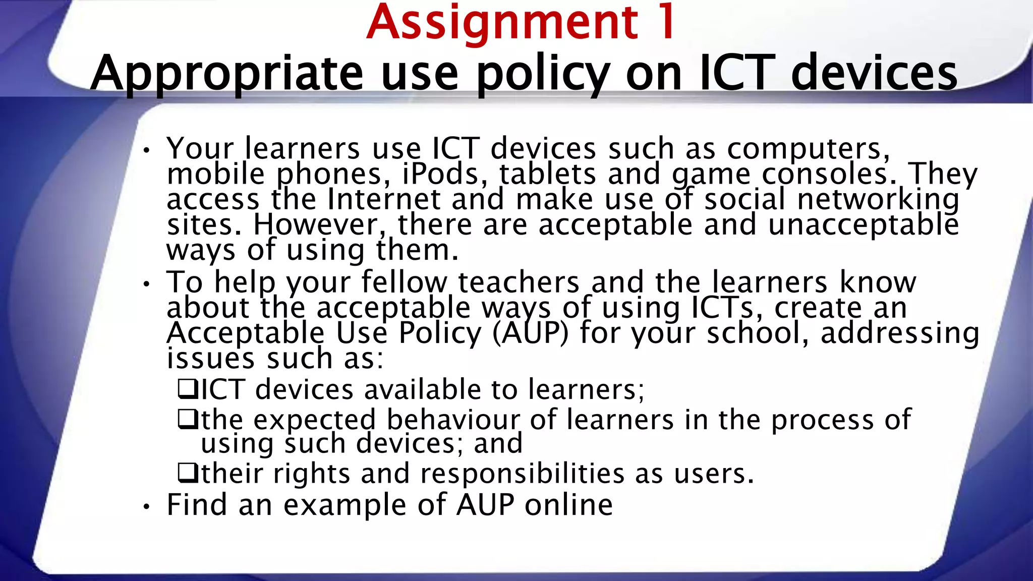 Assessment - Ethical use of ICT | PPTX