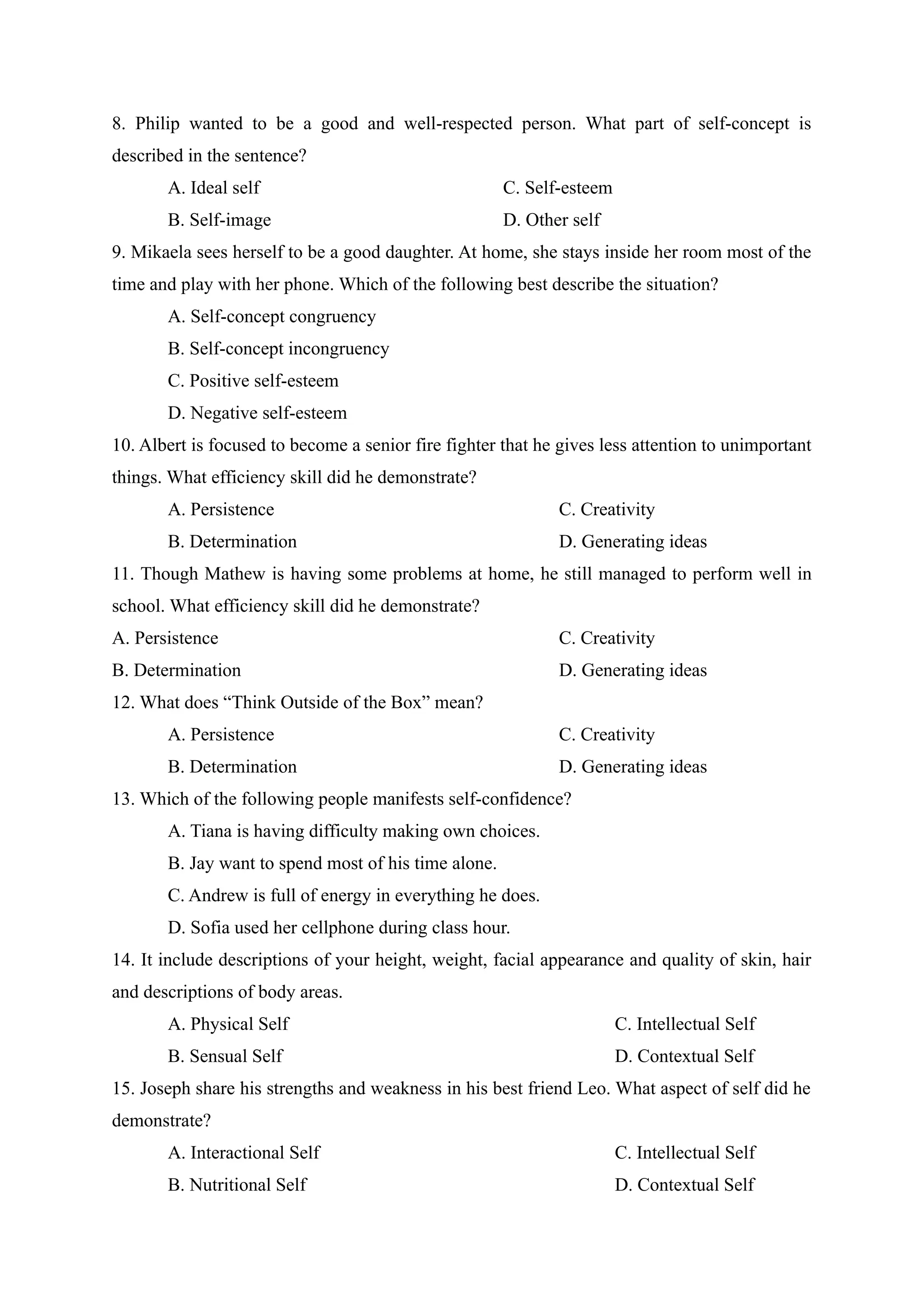 Personal Development Third Quater Examination | DOCX