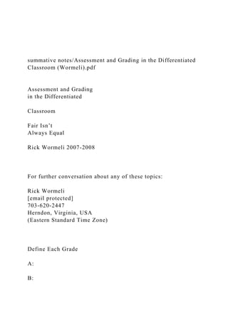 summative notesAssessment and Grading in the Differentiated C.docx