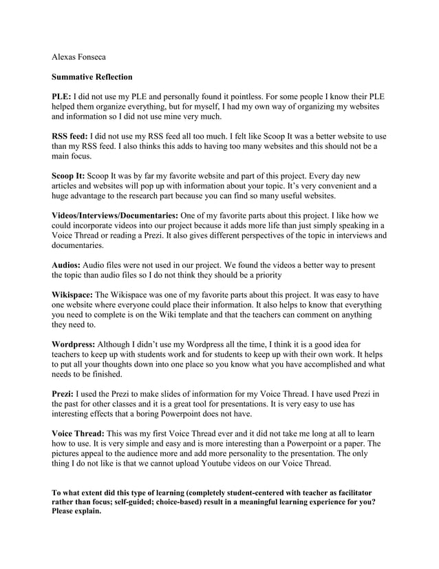 Summative reflection | PDF | Educational Assessment | Education