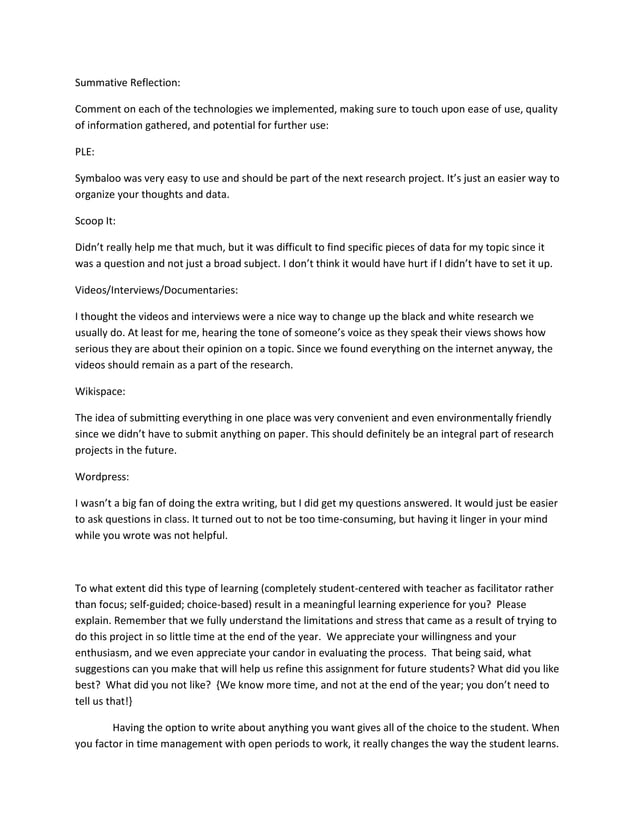 Summative reflection | PDF