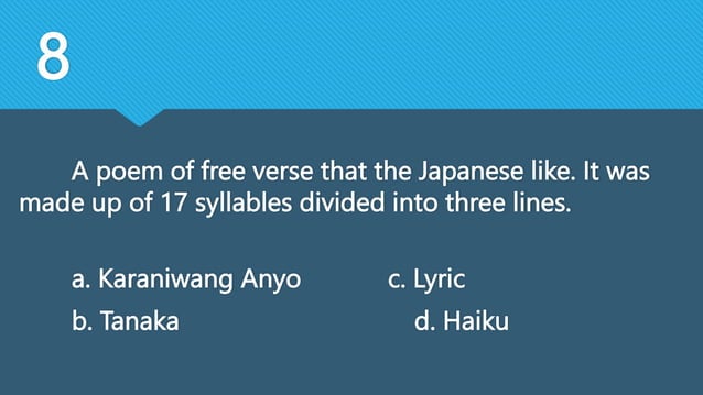 SUMMATIVE TEST.pptx | Poetry | Books and Literature