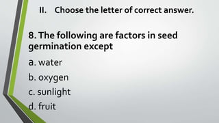 Plant Propagation - Summative Test, TLE-6 | PPTX