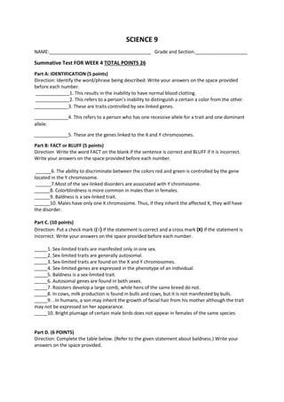 Summative test in g9 for week 4 to 5 | PDF