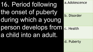 Summative test in health education 7 1 st quarter | PPTX