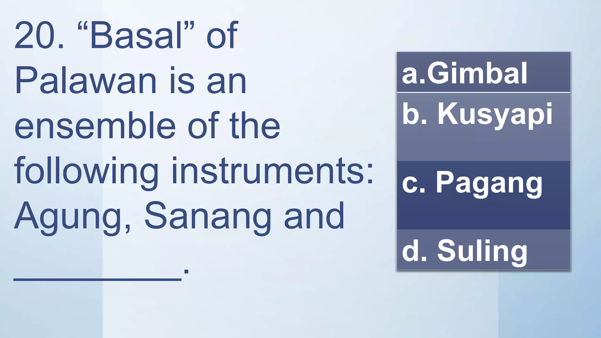 2nd quarter Summative test in music 7 | PPTX