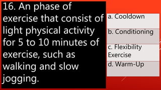 Summative test in physical education 7 1st quarter | PPTX