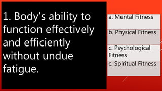 Summative test in physical education 7 1st quarter | PPTX