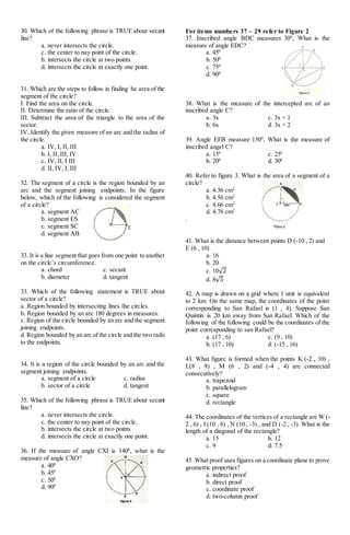 Grade 10 Math - Second Quarter Summative Test | DOCX