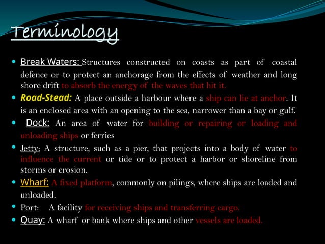 Harbours and classification for novice learner | PPT