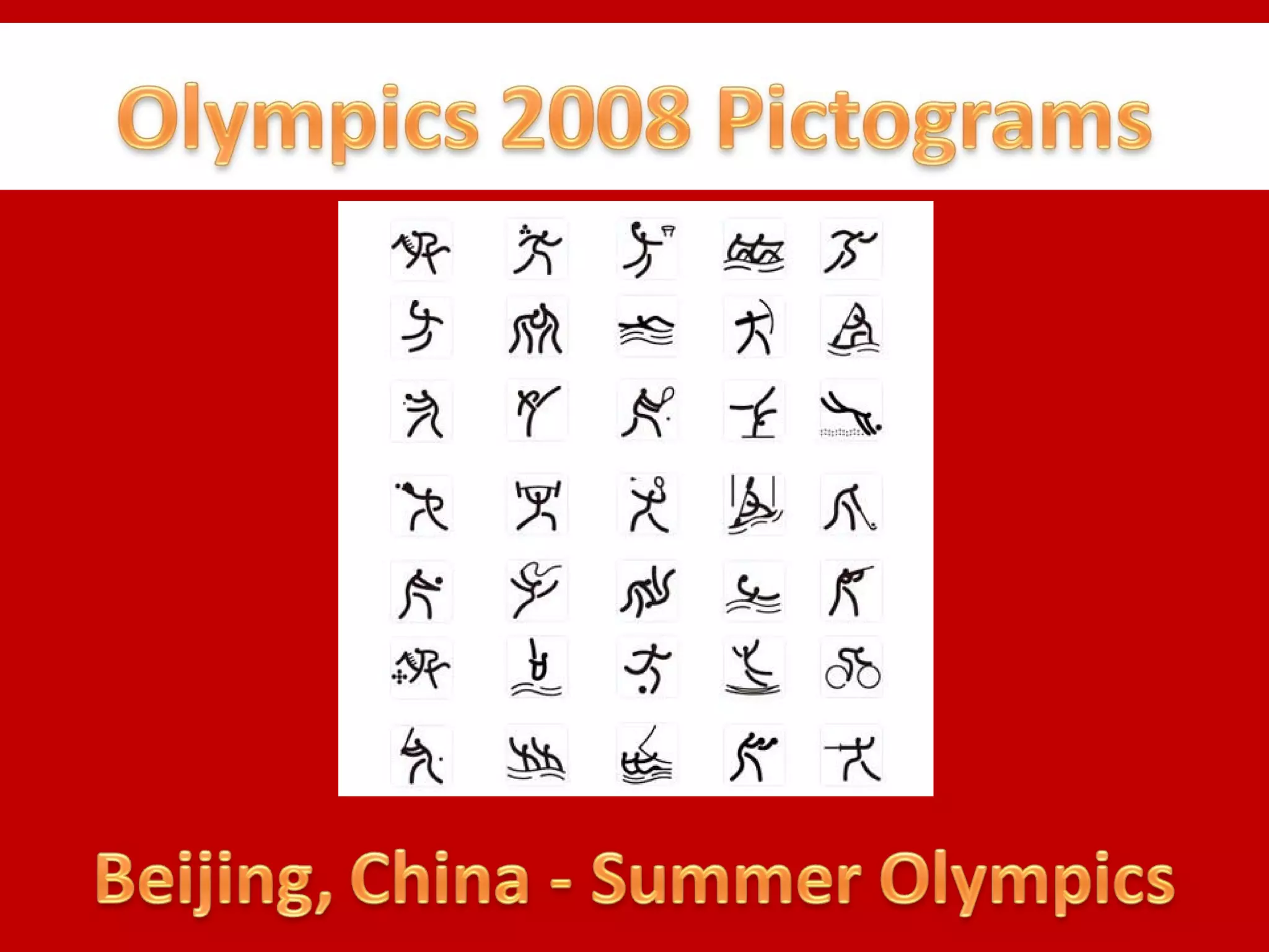 China Beijing Olympics Summer Olympics 2008 Official Pictograms Beijing ...