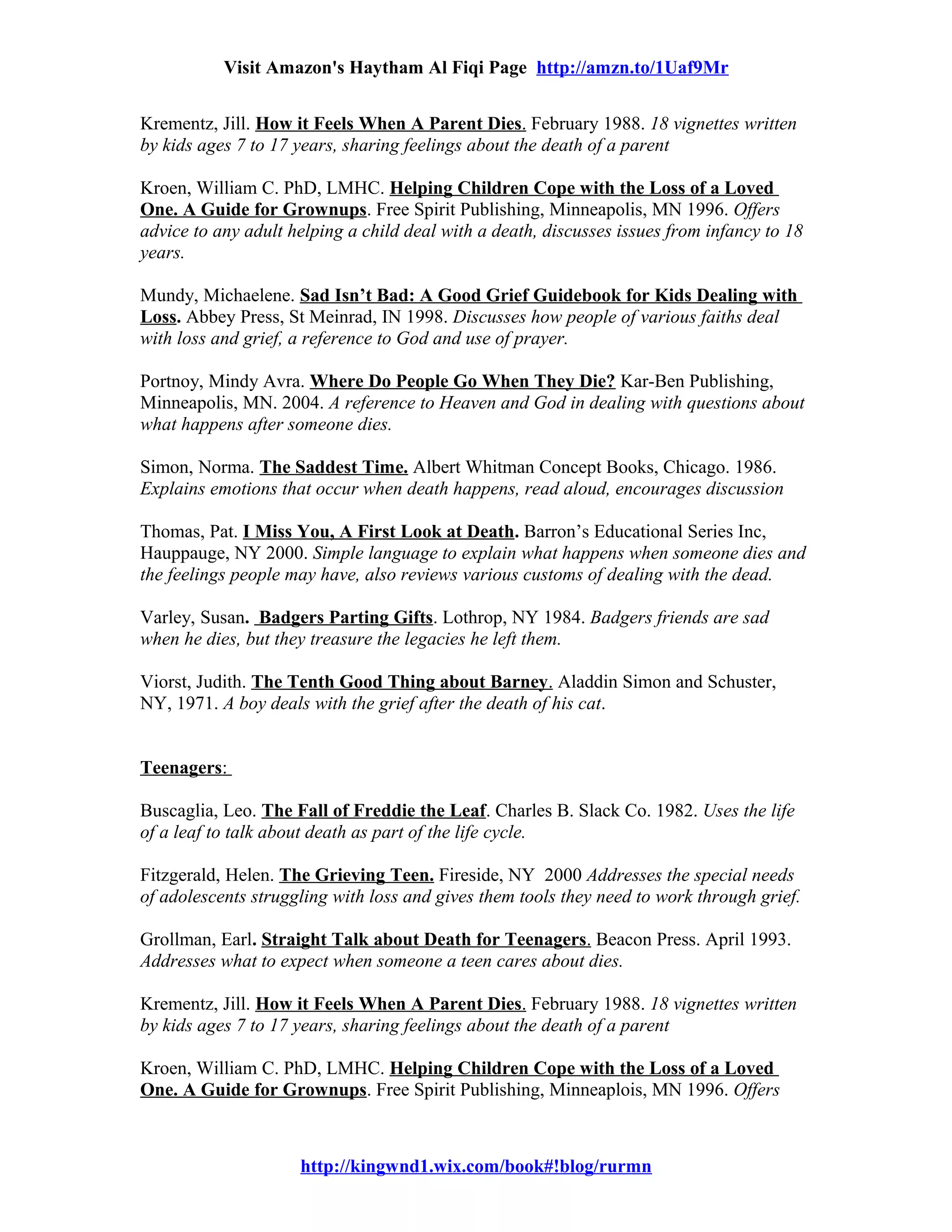 Suggested Readings for Children and Teens | PDF