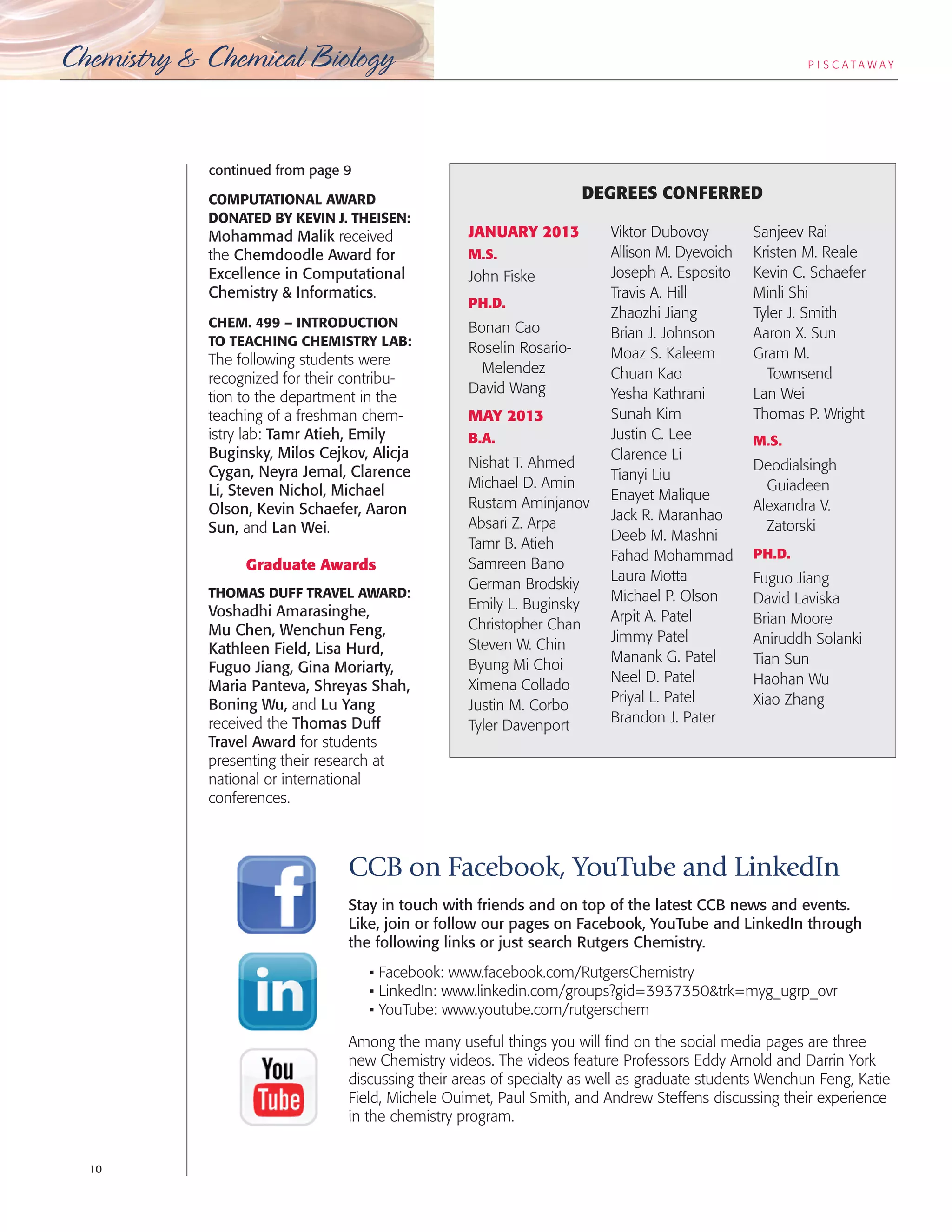 Rutgers University Chemistry & Chemical Biology Newsletter | PDF