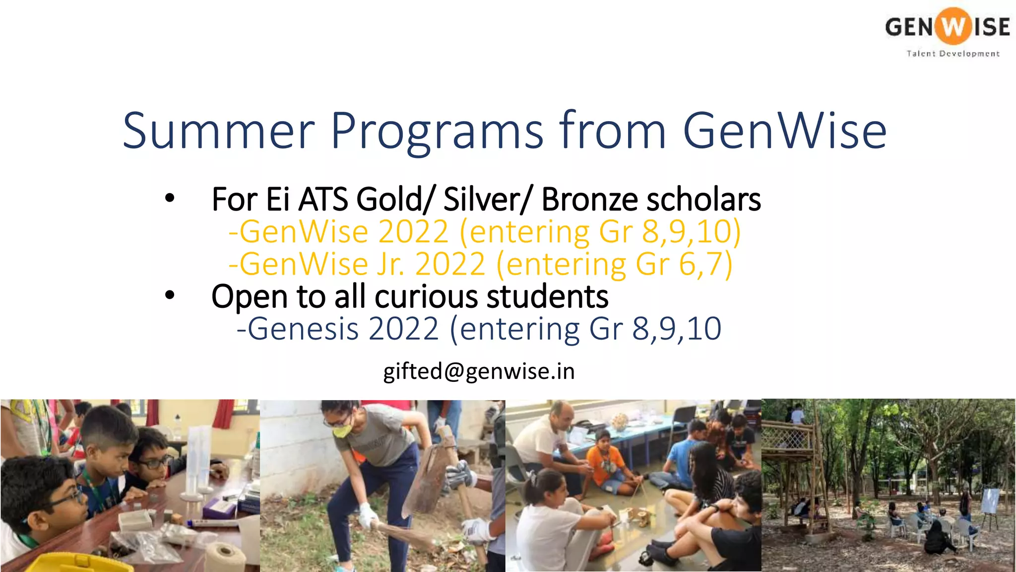 Summer 2022 programs from GenWise | PPTX | Educational Assessment ...