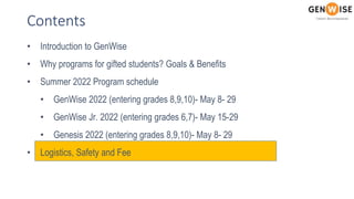 Summer 2022 programs from GenWise | PPTX | Educational Assessment ...