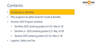 Summer 2022 programs from GenWise | PPTX | Educational Assessment ...