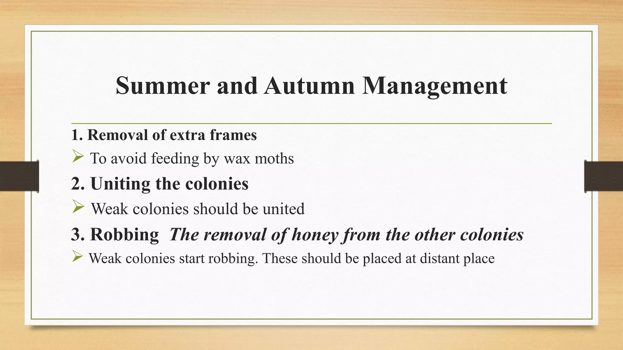 Summer and autumn management Of Honey Bee in Mountain to Sub Mountain ...