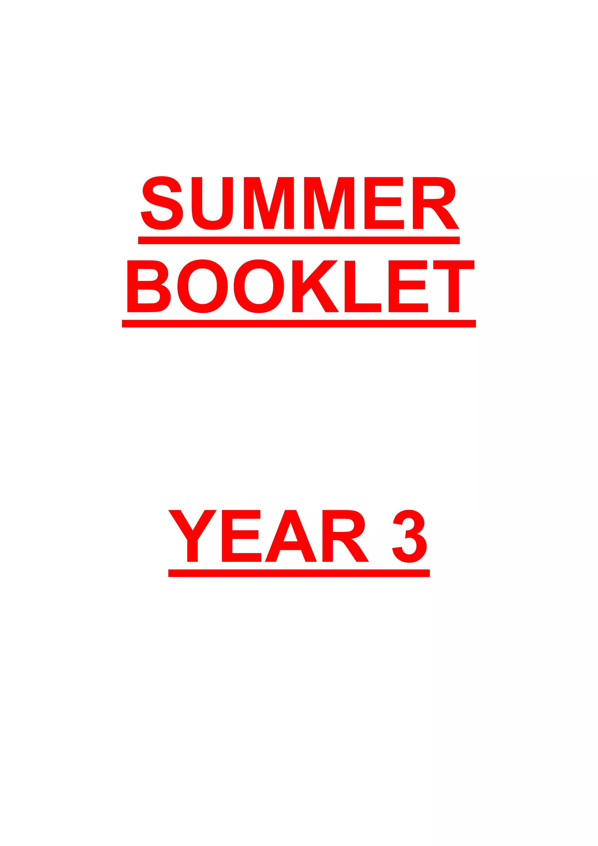 Summer booklet year 3 | PDF