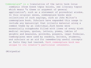 The Common Place Book | PPTX