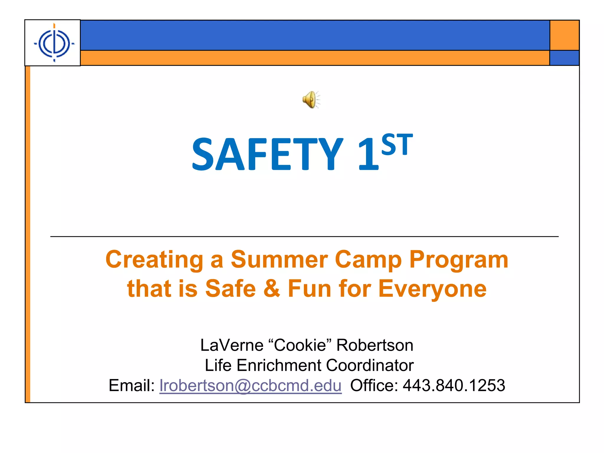 Summer Camp Safety 1st | PPTX