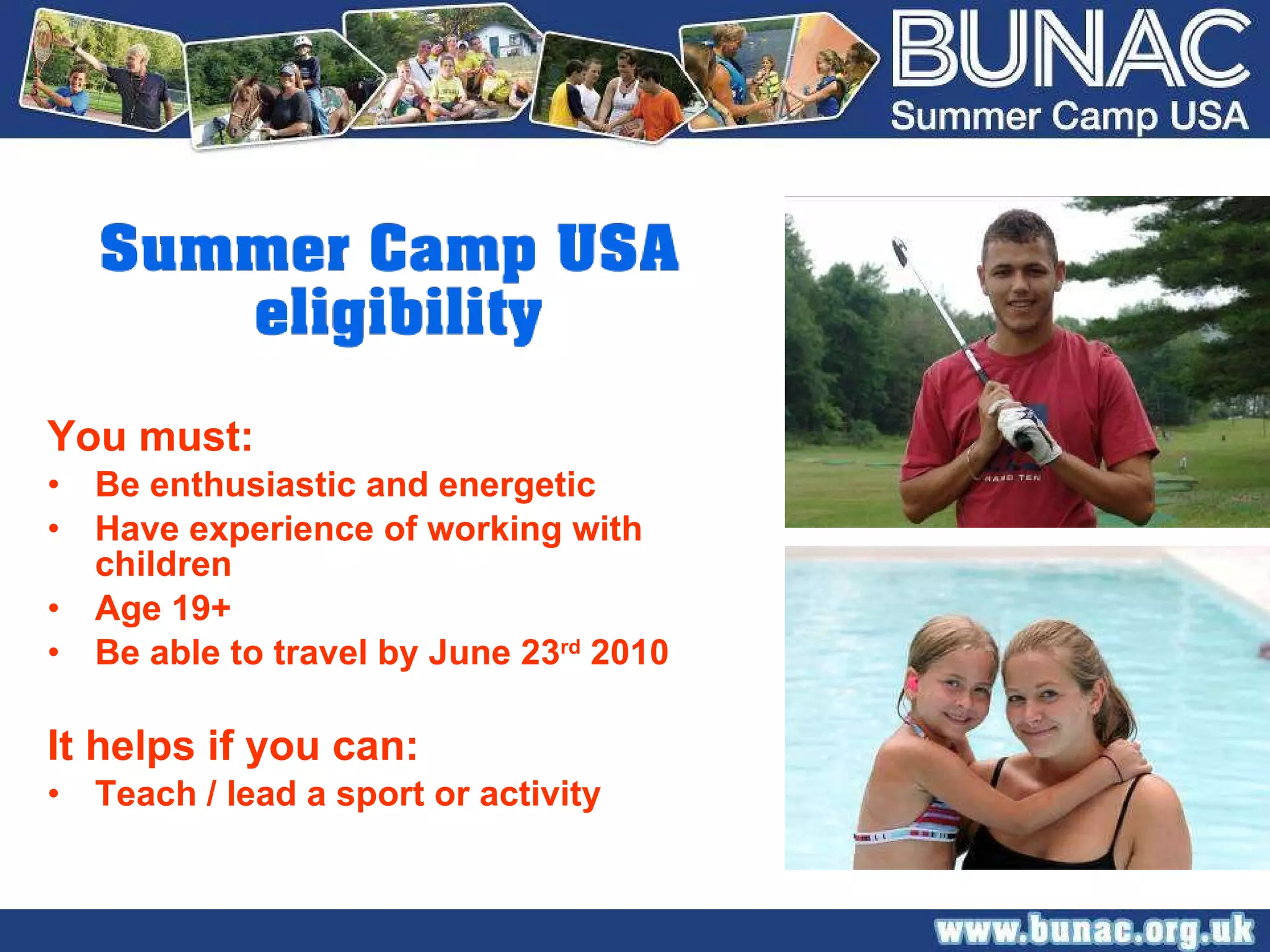 Summer Camp USA with BUNAC | PPT