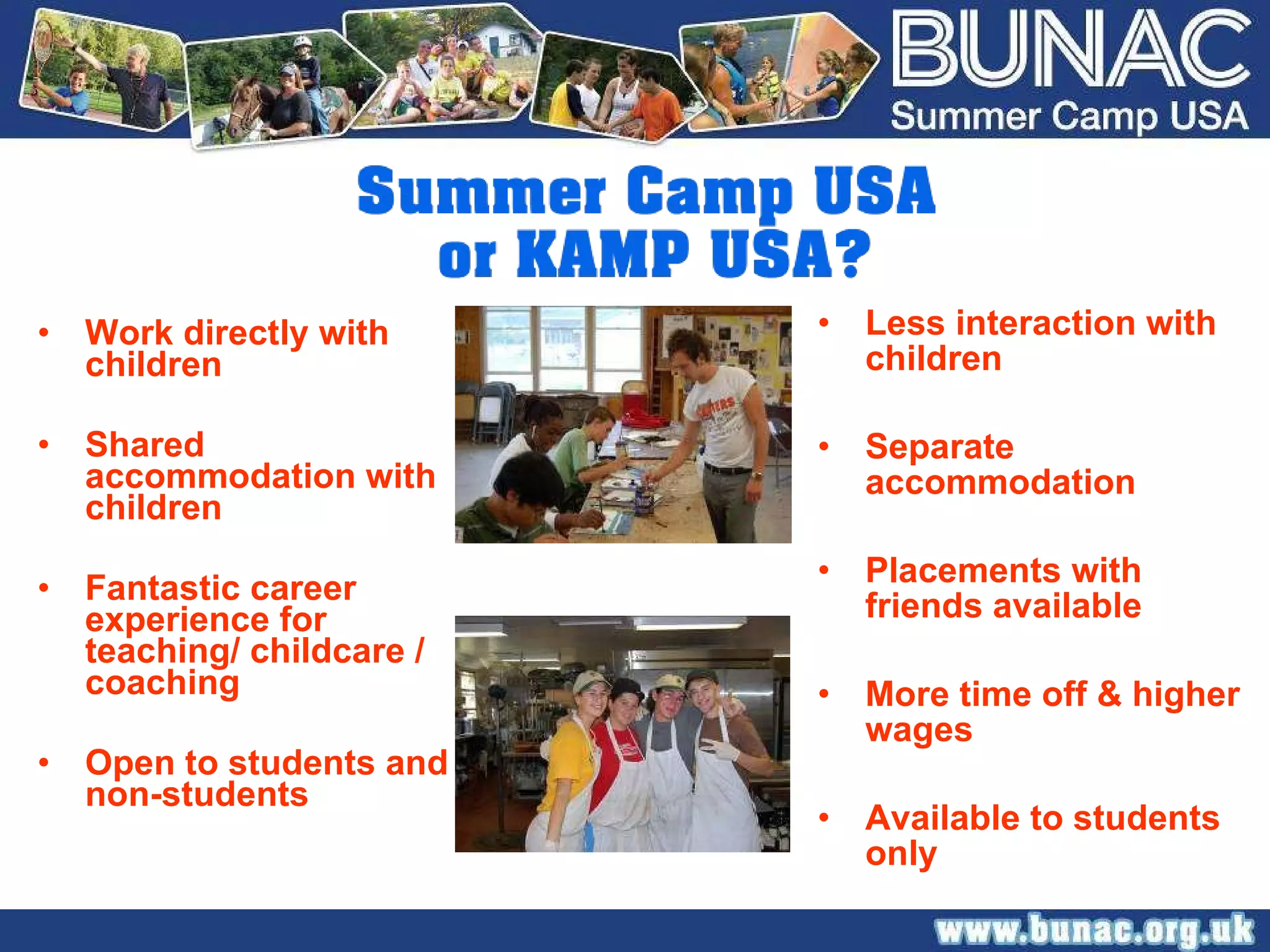Summer Camp USA with BUNAC | PPT