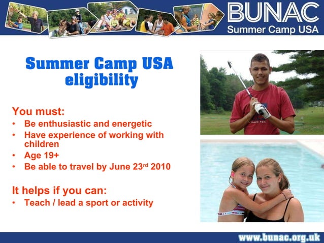 Summer Camp USA with BUNAC | PPT | Daycare and Pre-School | Parenting