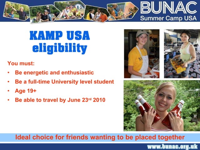 Summer Camp USA with BUNAC | PPT | Daycare and Pre-School | Parenting