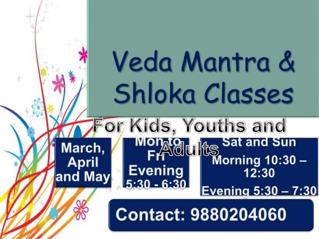 Summer camp veda mantra classes | PPT