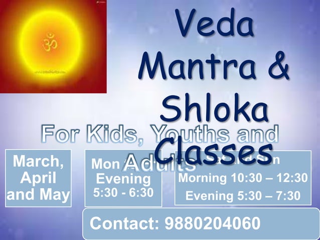 Summer camp veda mantra classes | PPT